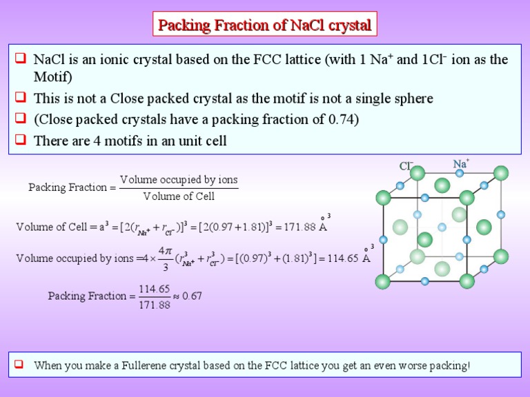Solved Example Packing Fraction NaCl | PDF