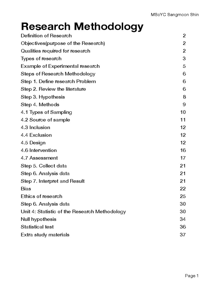 RM Notes by Sangmoon Shin | PDF | Validity (Statistics) | Sampling ...