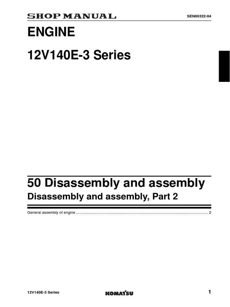 Engine 12V140E-3 Series: 50 Disassembly and Assembly | PDF | Piston ...