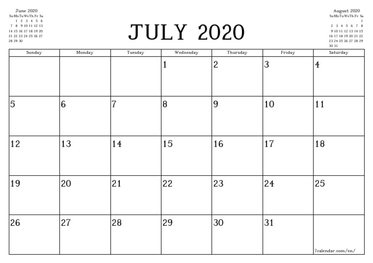 Calendar 7 2020 L A4 7calendar | PDF