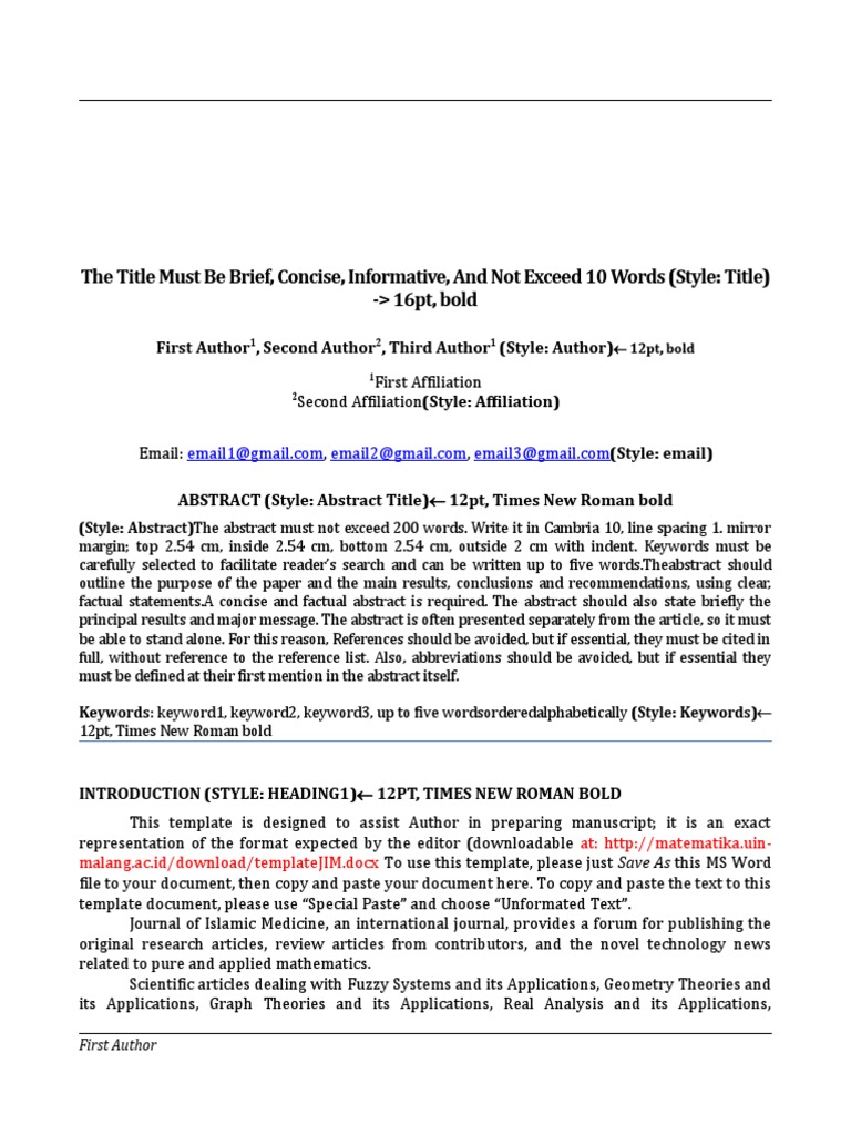 The Title Must Be Brief, Concise, Informative, and Not Exceed 10 Words ...