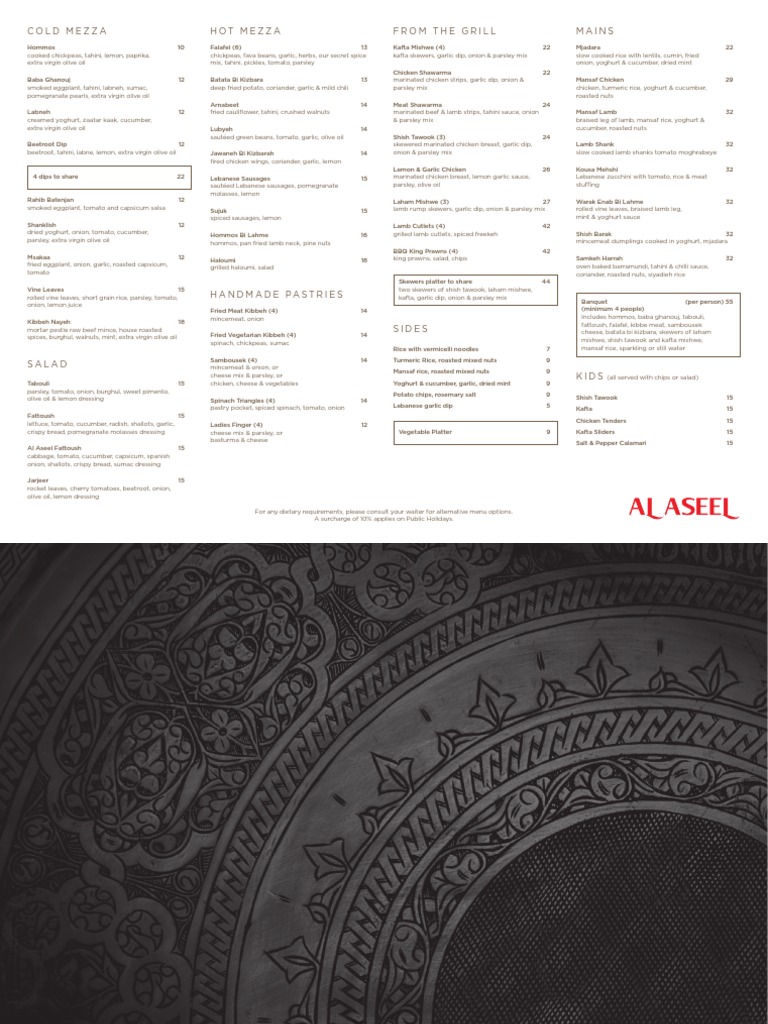 Cold Mezza Mains From The Grill Hot Mezza | PDF | Salad | Asian Cuisine