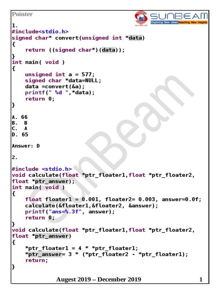 04 Pointer With Answers Updated-1 | PDF | Mathematical Logic | Computer ...