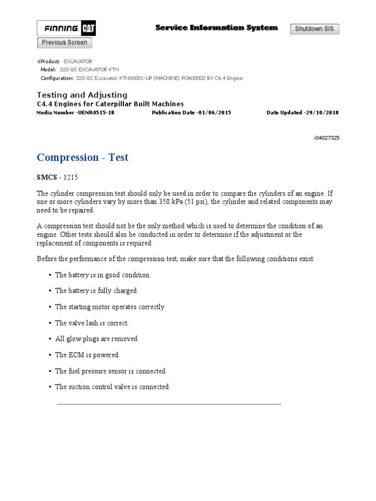 Compression - Test: Testing and Adjusting | PDF