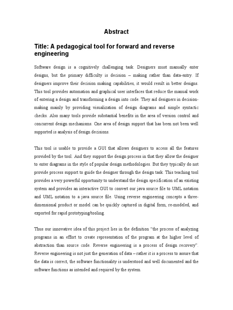Abstract A Pedagogical Tool For Forward and Reverse Engineering | PDF ...