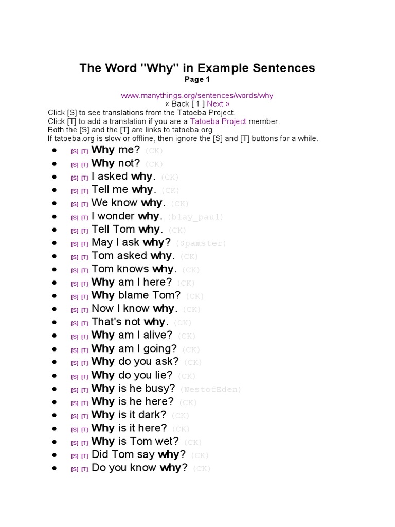The Word "Why" in Example Sentences | PDF | J Query