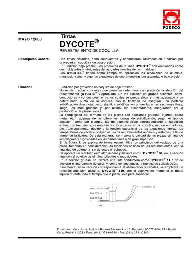 Dycote HT | PDF | Revestimiento | Fundición