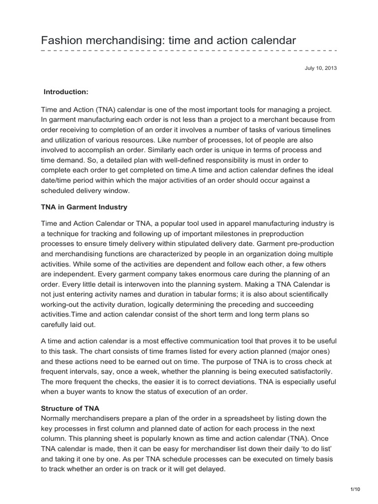 Time and Action Calendar | PDF | Business