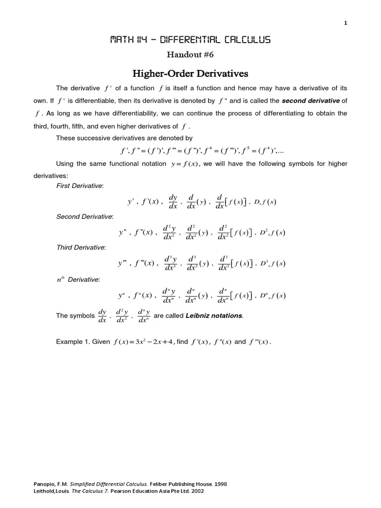 Higher-Order Derivatives | PDF | Functional Analysis | Derivative