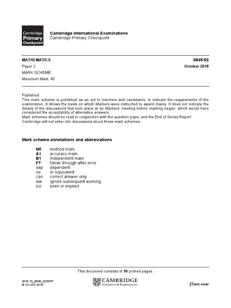 Cambridge Primary Checkpoint | PDF | Teaching Mathematics