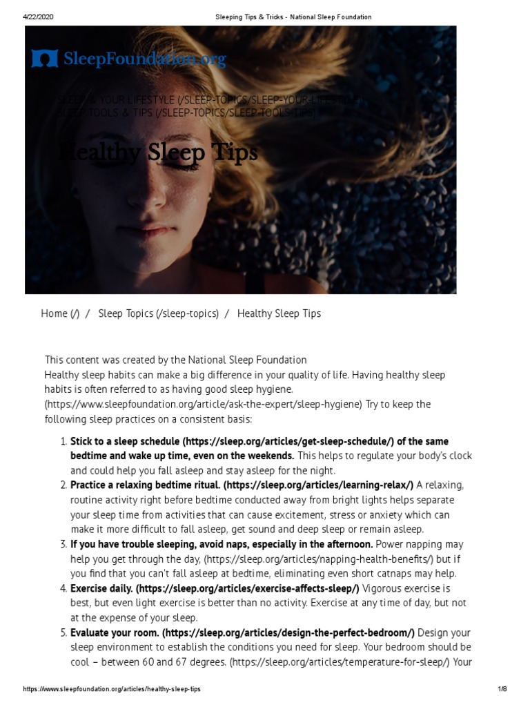 Sleeping Tips & Tricks - National Sleep Foundation | PDF | Sleep | Dream