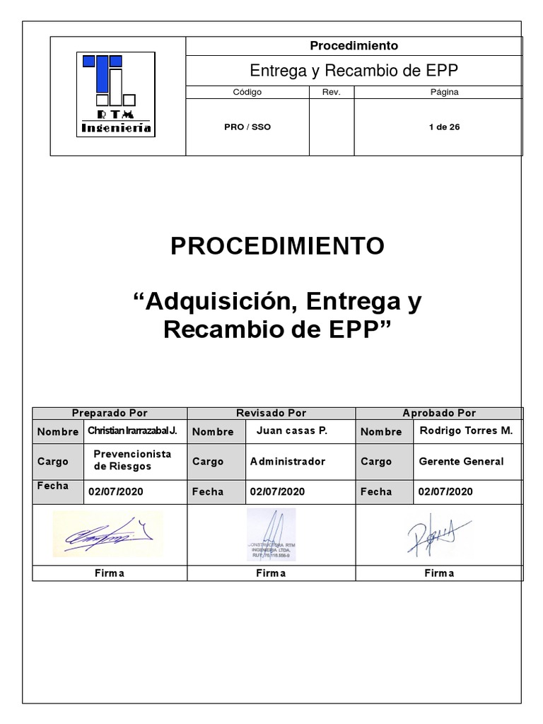 PTS - 01 - Entrega y Recambio de Epp | PDF | Guante | Soldadura