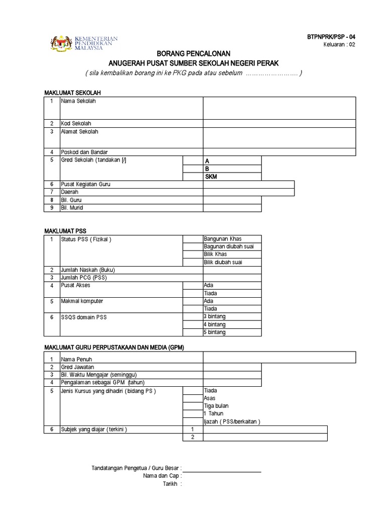 Borang Pencalonan PSS 04 | PDF