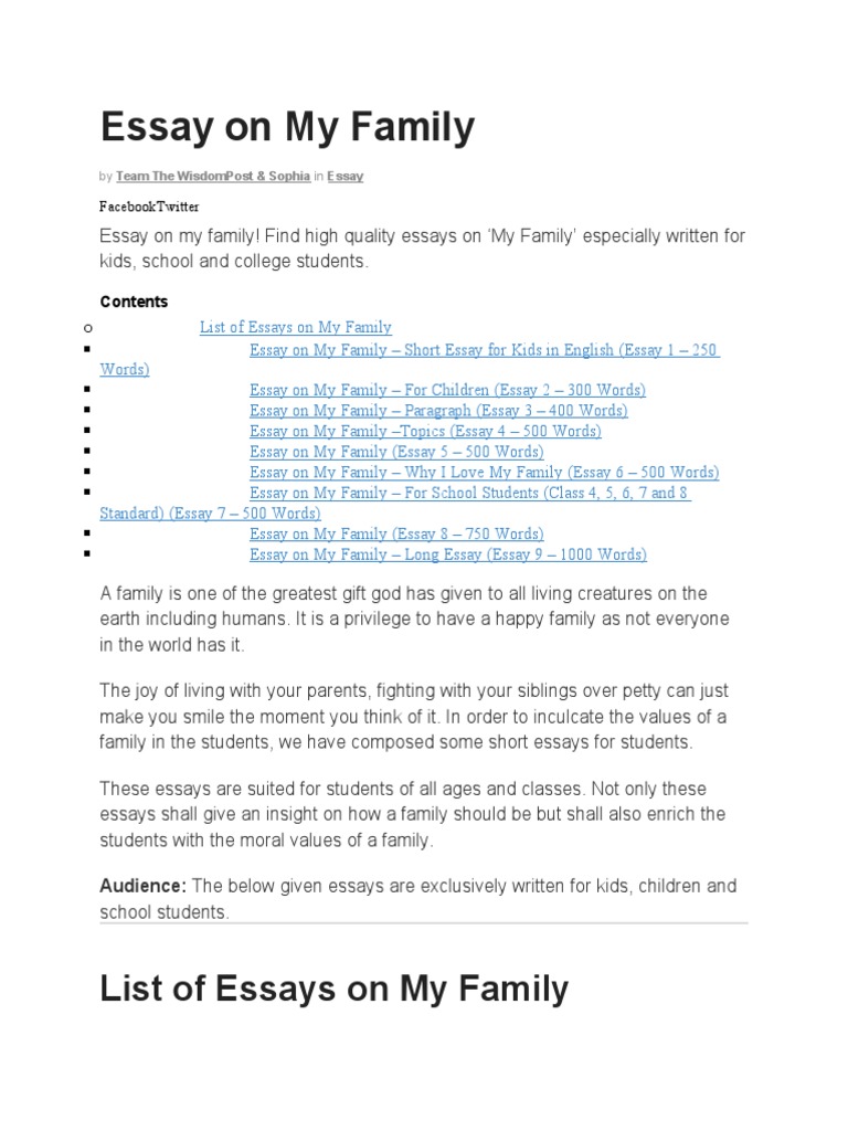 A Portrait of Love and Unity: An Essay on the Importance of Family ...