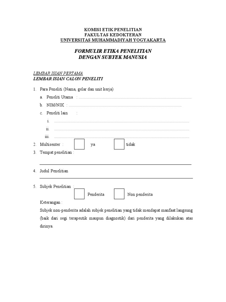 Form Etik Manusia | PDF