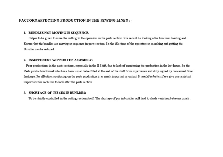 Optimizing Sewing Line Efficiency | PDF