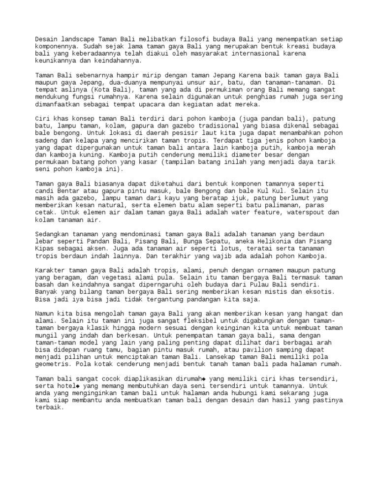 Desain Taman Bali: Filosofi dan Keunikan | PDF