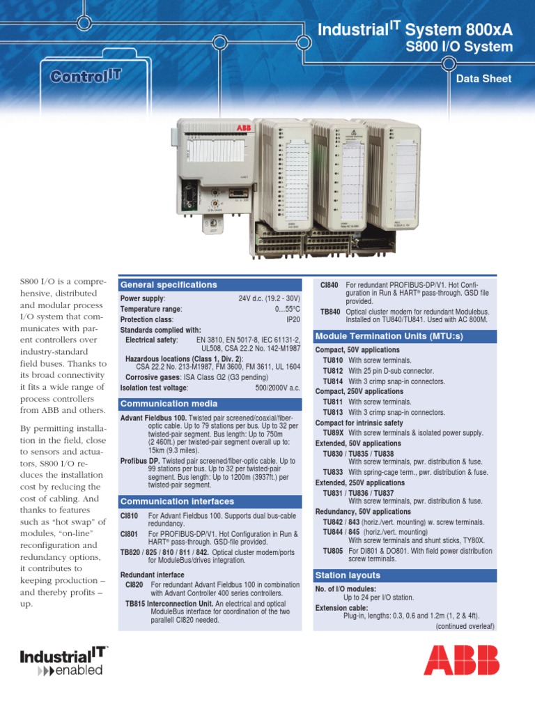 S800 IO System PDF | PDF | Electrical Connector | Power Supply