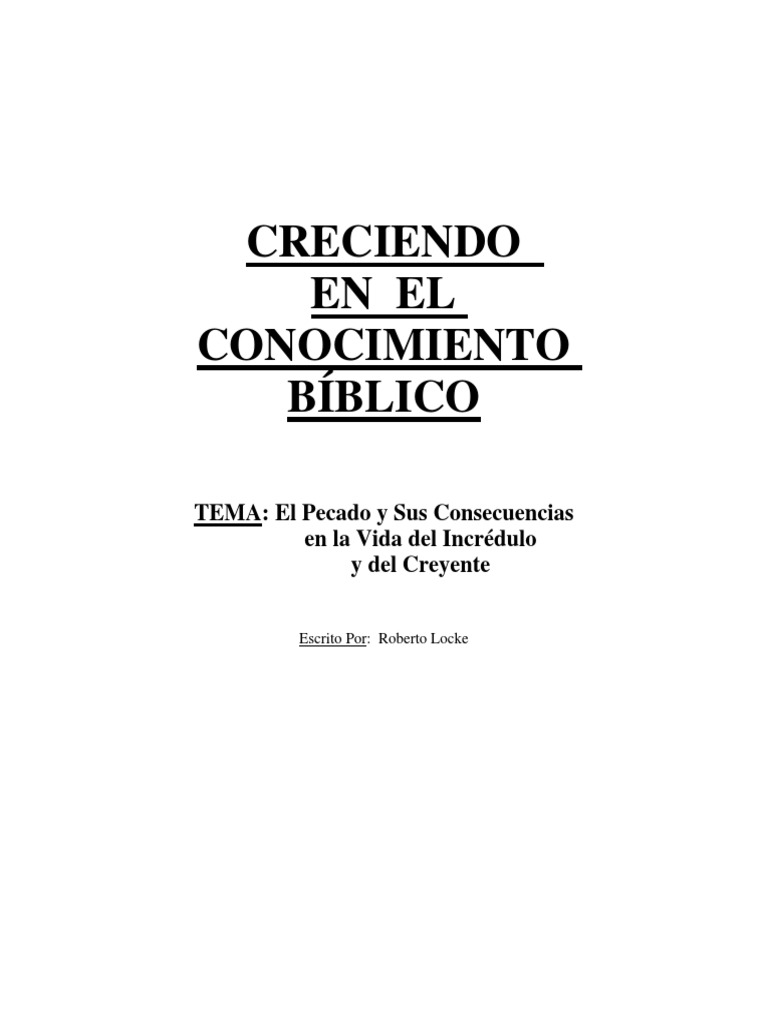 El Pecado Y Sus Consecuencias Pdf Pecado Cristo Título