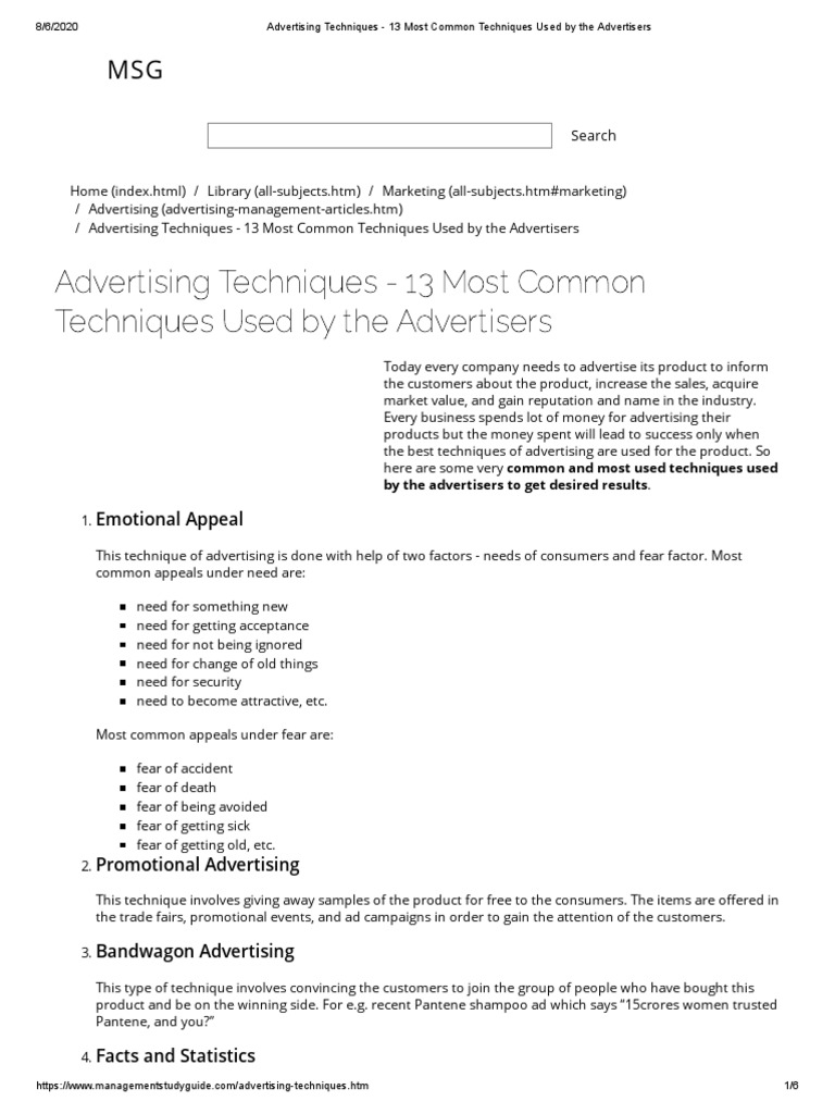 Advertising Techniques - 13 Most Common Techniques Used by The ...