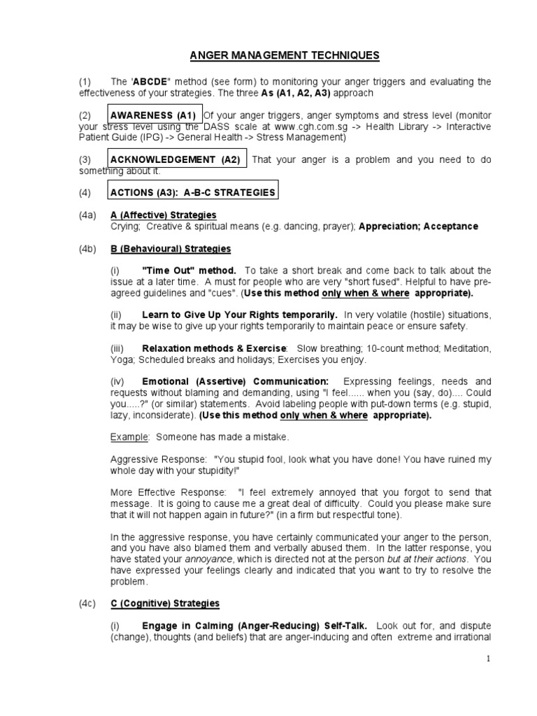 Anger Management Techniques | PDF | Anger | Applied Psychology