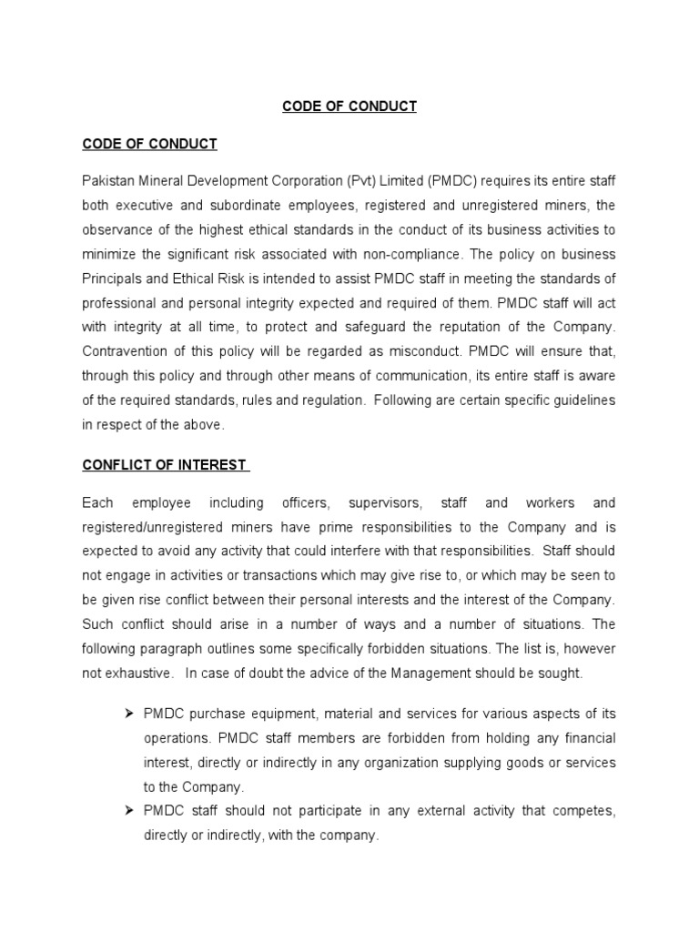 Code of Conduct Code of Conduct | PDF | Sexual Harassment | Integrity