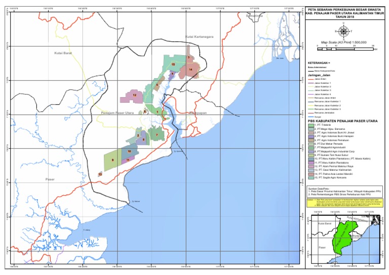 Peta Sebaran Perkebunan Kabupaten Penajam Paser Utara Tahun 2018 | PDF