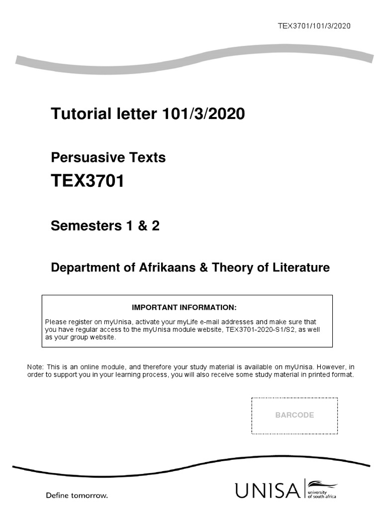 Tutorial Letter 101 (Eng) For TEX3701 2020 | PDF | Diabetes ...