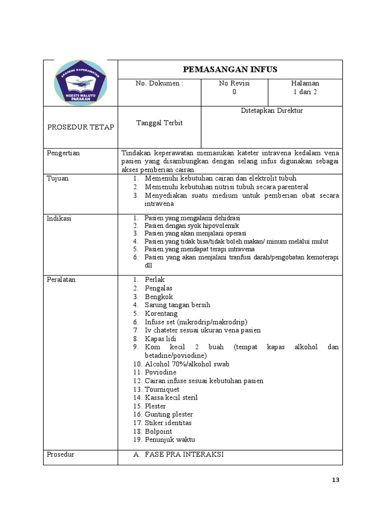 Pemasangan Infus | PDF