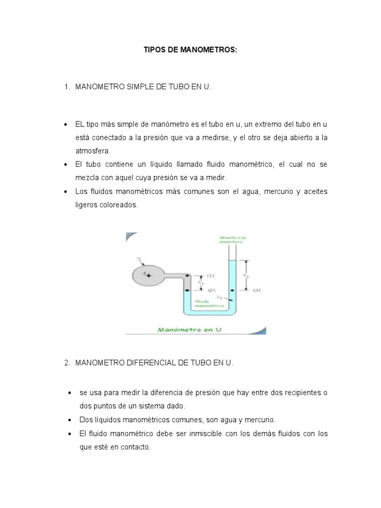 Tipos de Manometros | PDF | Medida de presión | Presión