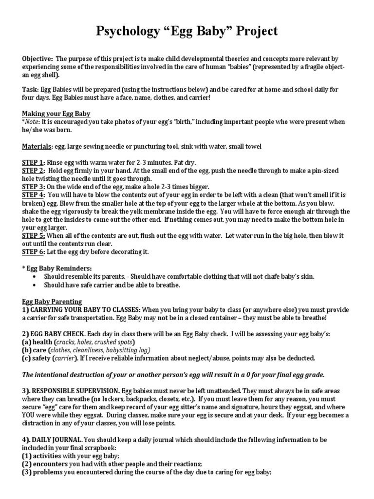 Egg Baby Project | PDF | Childhood | Neuroscience