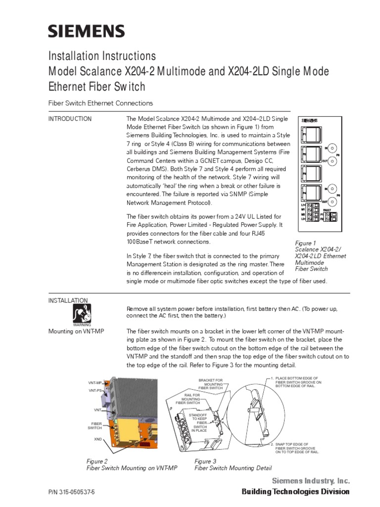 Installation Instructions Scalance X204 | PDF | Optical Fiber | Ethernet