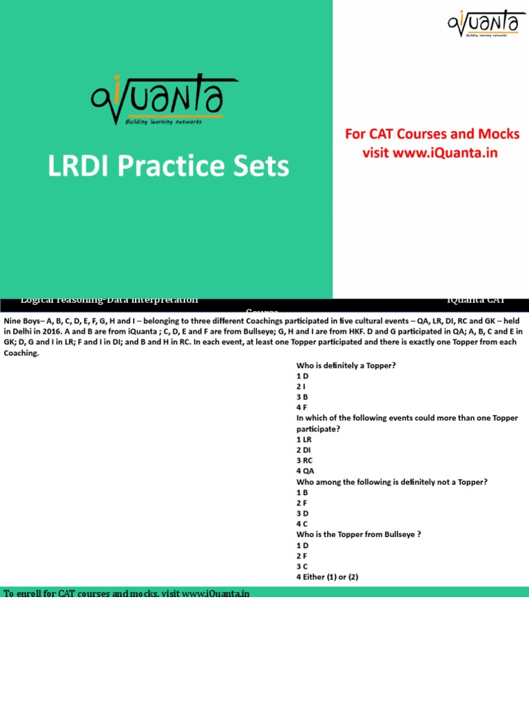 Iquanta SET 6 | PDF | Mathematical Logic | Formalism (Deductive)