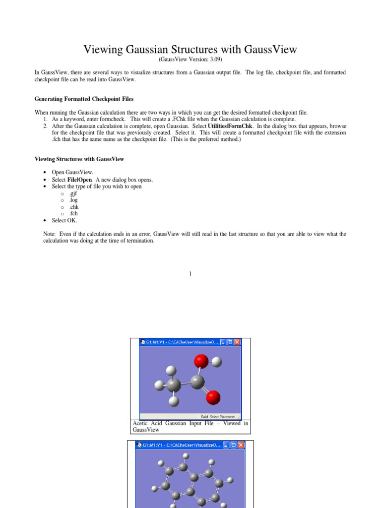 Viewing Gaussian Structures With GaussView | PDF | Molecular Orbital ...