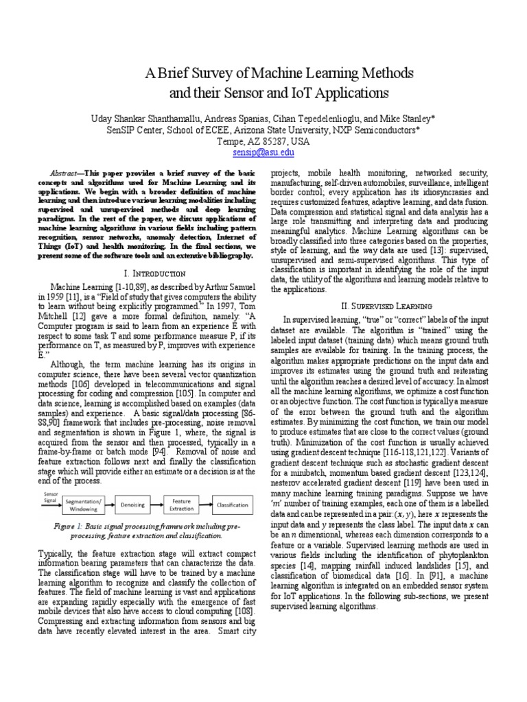 A Brief Survey of Machine Learning Methods and Their Sensor and IoT ...