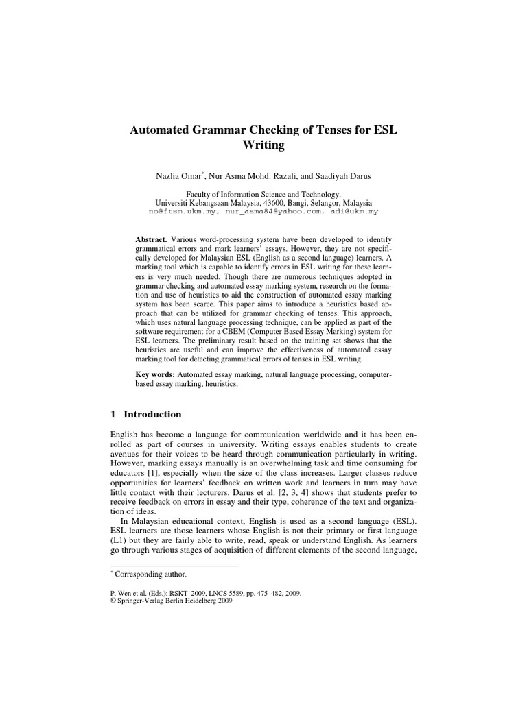 Automated Grammar Checking of Tenses For PDF | PDF | Parsing | Accuracy And Precision