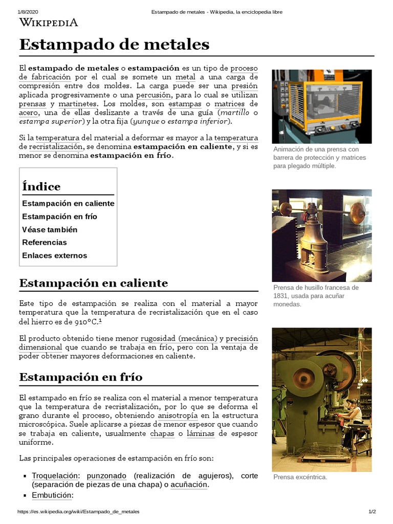 Estampado de Metales - Wikipedia, La Enciclopedia Libre | PDF ...