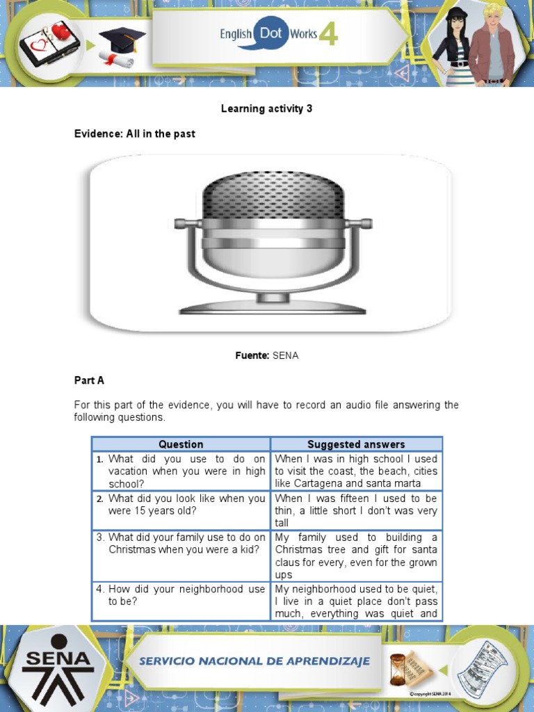 Past Events Narration Activity Guide | PDF