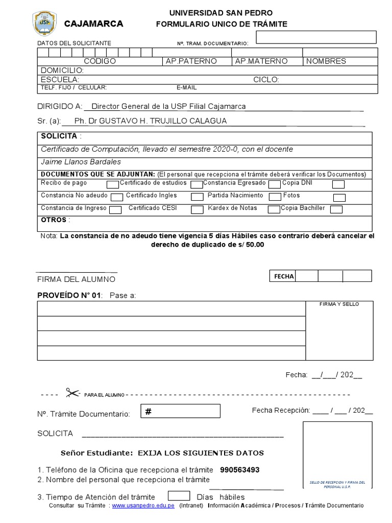 Formato Unico de Tramite Documentario 2020 | PDF