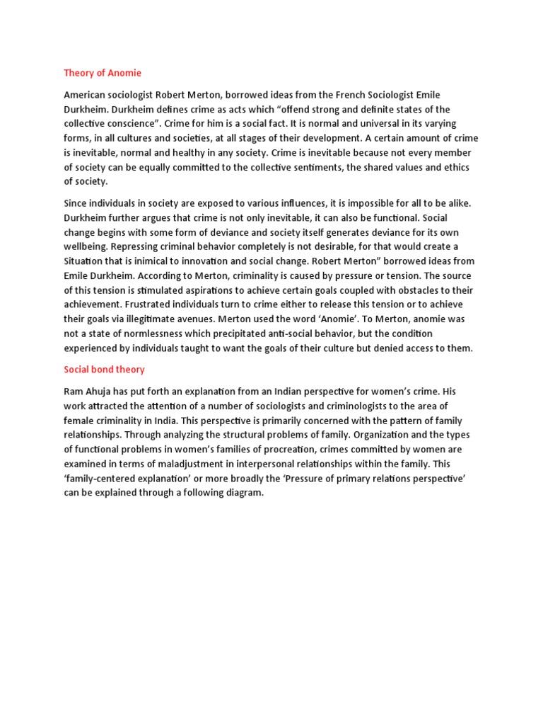 Theory of Anomie | PDF | Émile Durkheim | Crime & Violence
