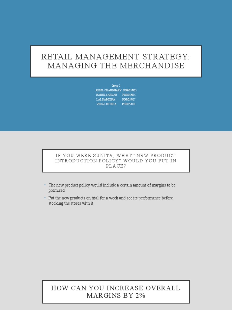 RMS Group 1 Merchandise Mix | PDF