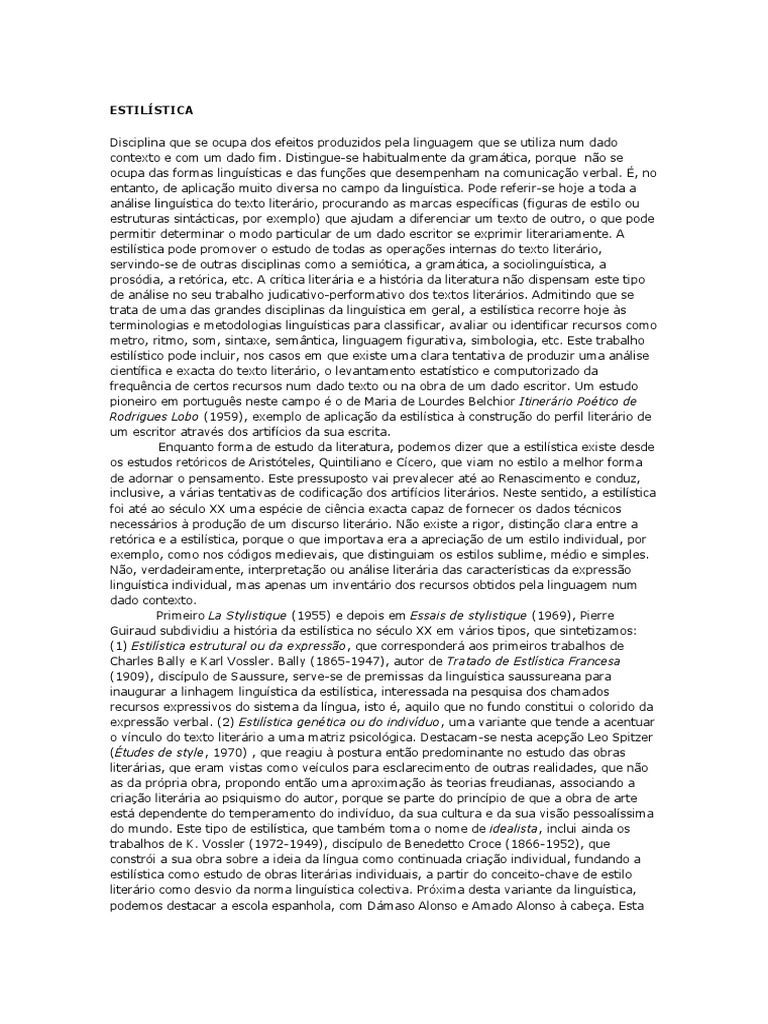 Uma Introdução à Estilística: Definição, Campos de Estudo e Evolução ...