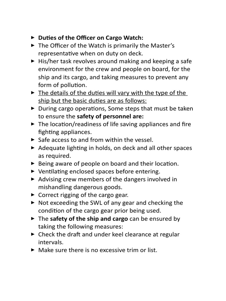 Unit 2. Duties of The Officer On Cargo Watch and Log Entries-SENT ON ...