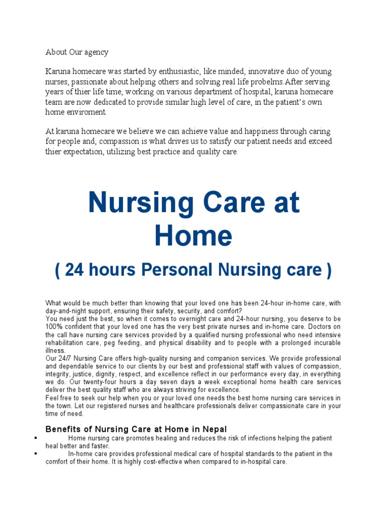 Nursing Care at Home Business Plan | PDF | Health Care | Nursing