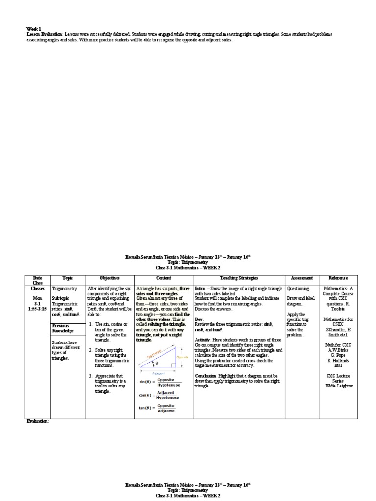 Trigonometry and Pythagorean Theorem Lessons | PDF | Trigonometry ...