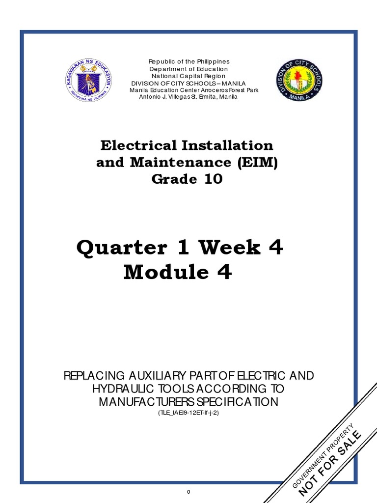 Quarter 1 Week 4: Electrical Installation and Maintenance (EIM) Grade 10 | Download Free PDF ...