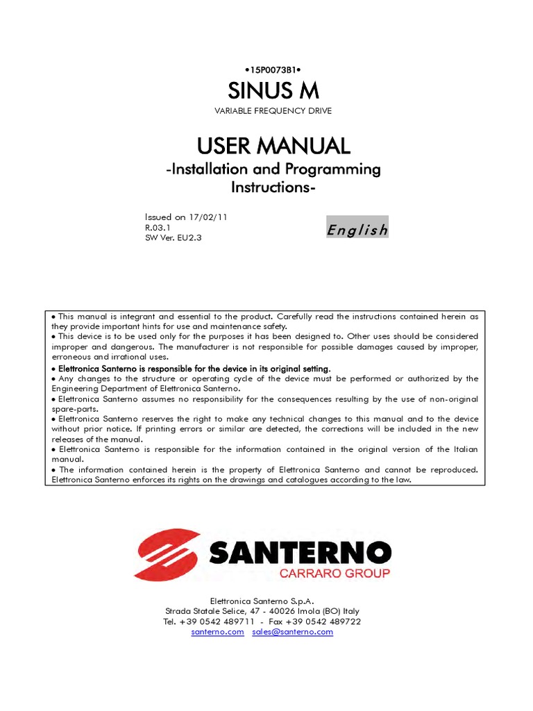 Santerno Sinus Inverter Technical Manual PDF | PDF | Power Inverter ...