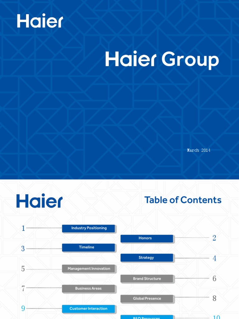 Haier Group Presentation (March 2014) | PDF | Brand | Innovation