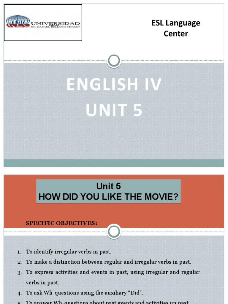 English Iv Unit 5: ESL Language Center | PDF | Question | Verb
