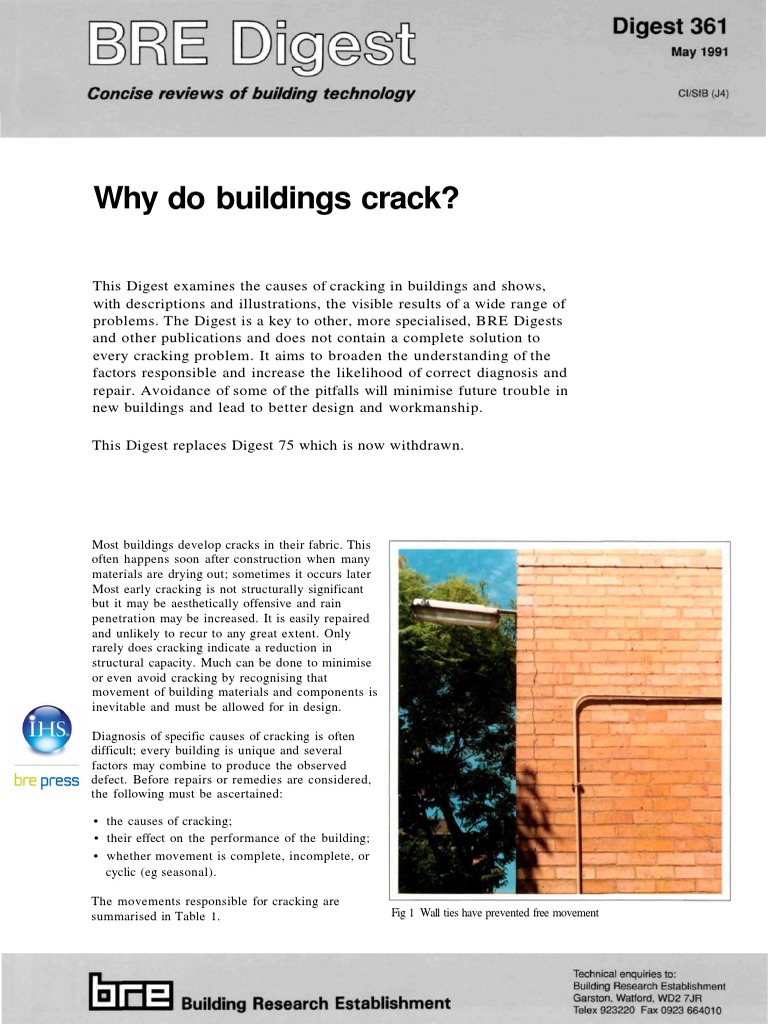 BRE Digest 361, Why Do Buildings Crack | PDF | Strength Of Materials ...